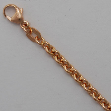 18-Inch 18K Rose Gold Round Cable 3.1mm (18K Gold Fashion Chains)